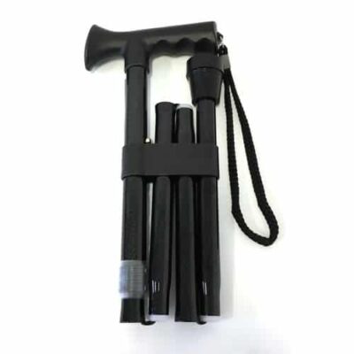Folding Walking Stick Soft Rubber Hand Grip Pearl Finish • Able Medilink